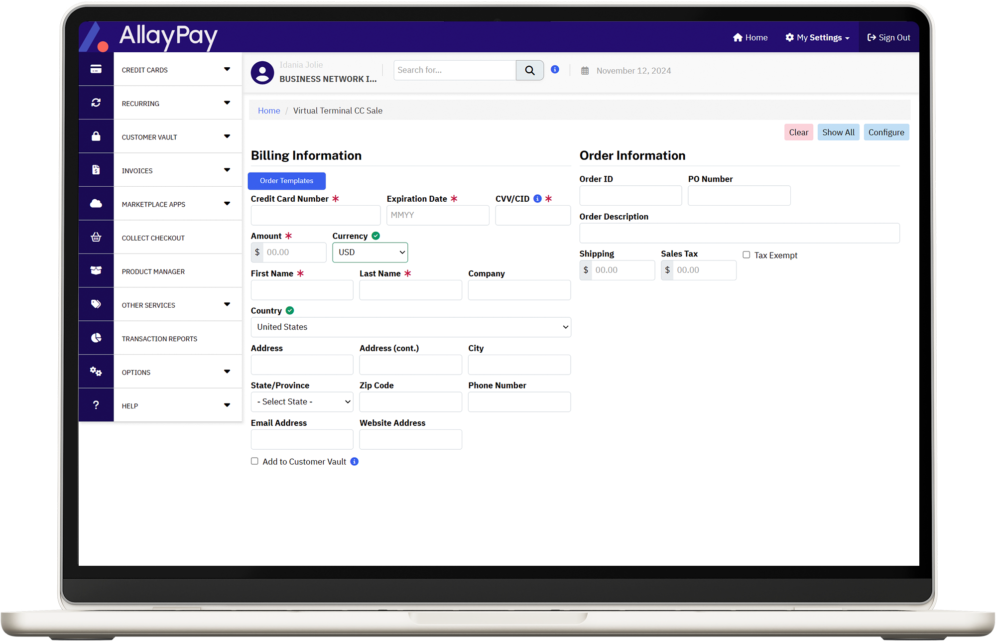 Virtual Terminal Payments | AllayPay Merchant Services